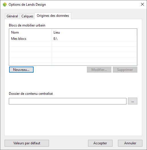 Options | Lands Design help